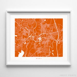 Bury Map, England Print, Bury Poster, England Poster, Map Print, Map ...