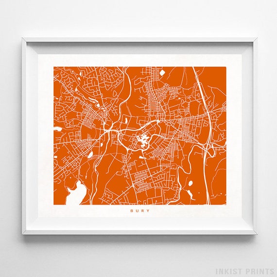 Bury Map England Print Bury Poster England Poster Map | Etsy