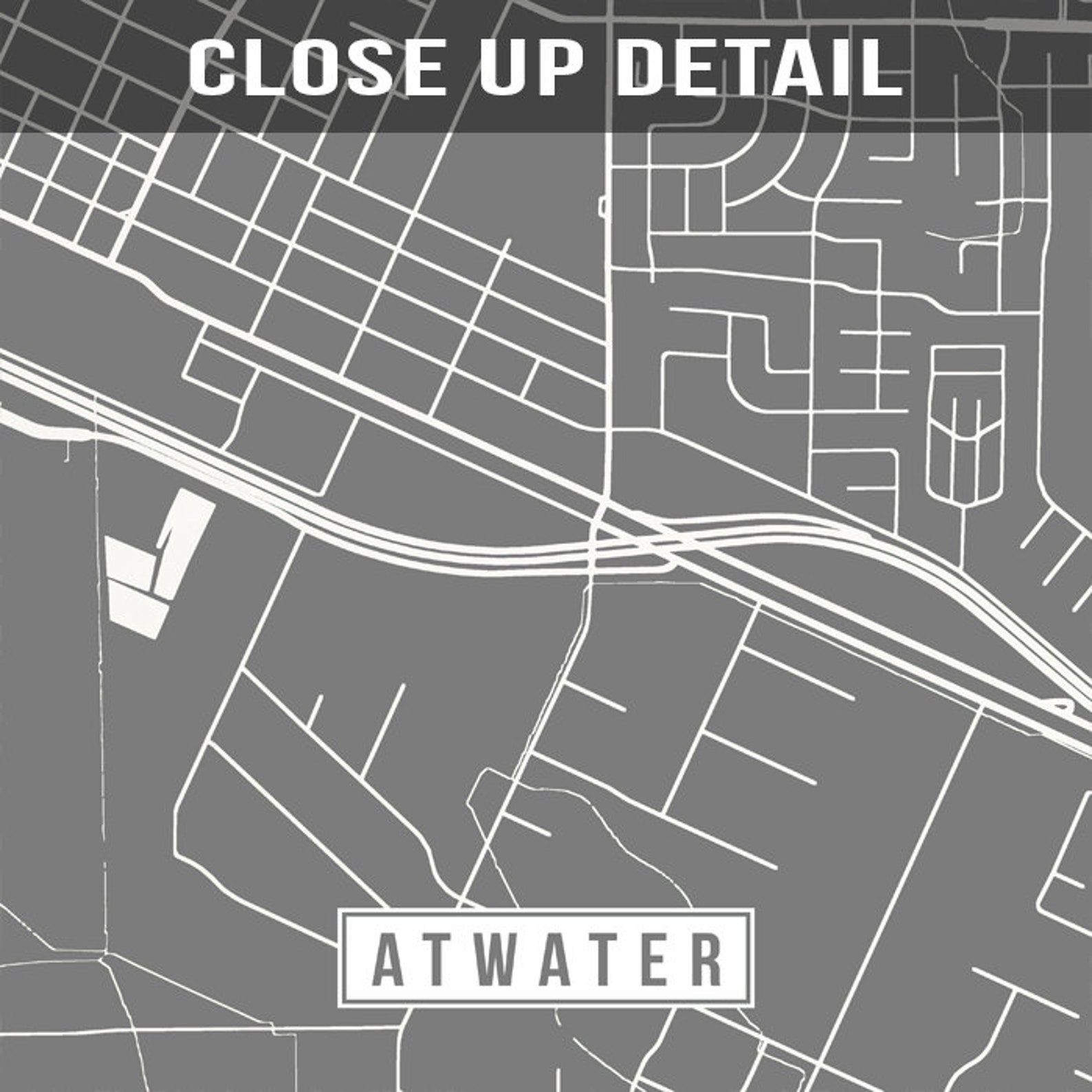 Atwater California Map Print Street Poster City Road Home - Etsy