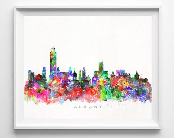 Albany Skyline New York Cityscape Painting Art Print Poster - Etsy