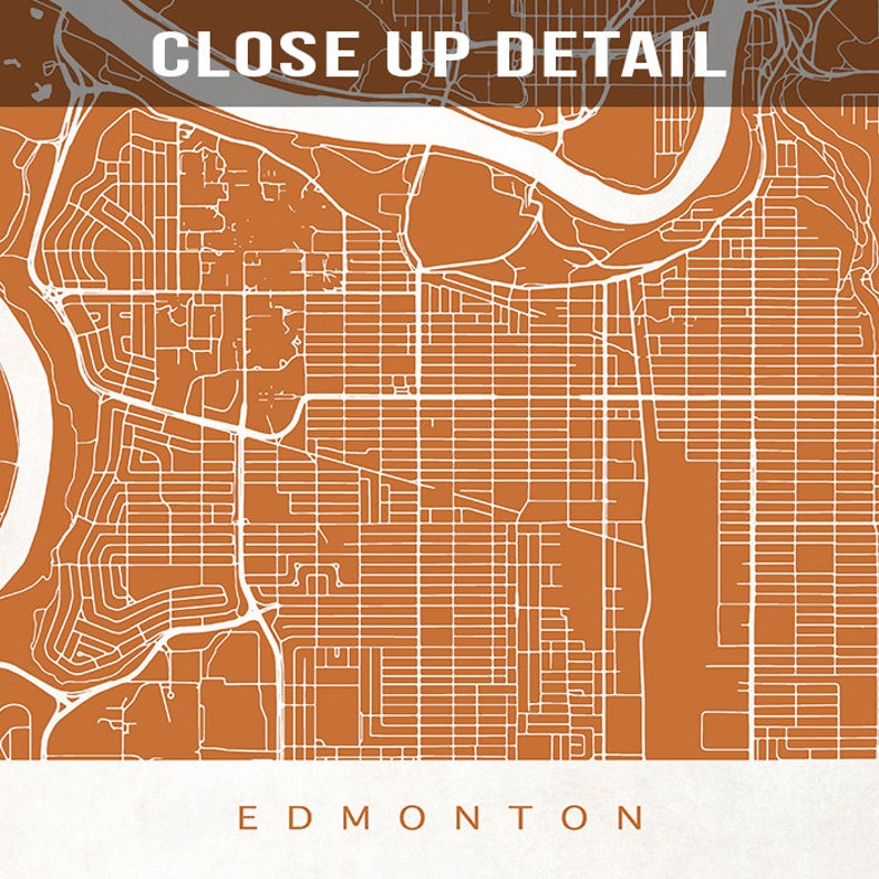 Edmonton Map Canada Print Canada Poster Edmonton Art | Etsy