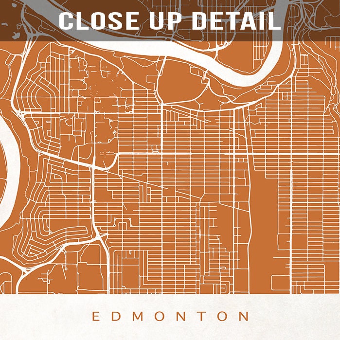 Edmonton Map Canada Print Canada Poster Edmonton Art | Etsy