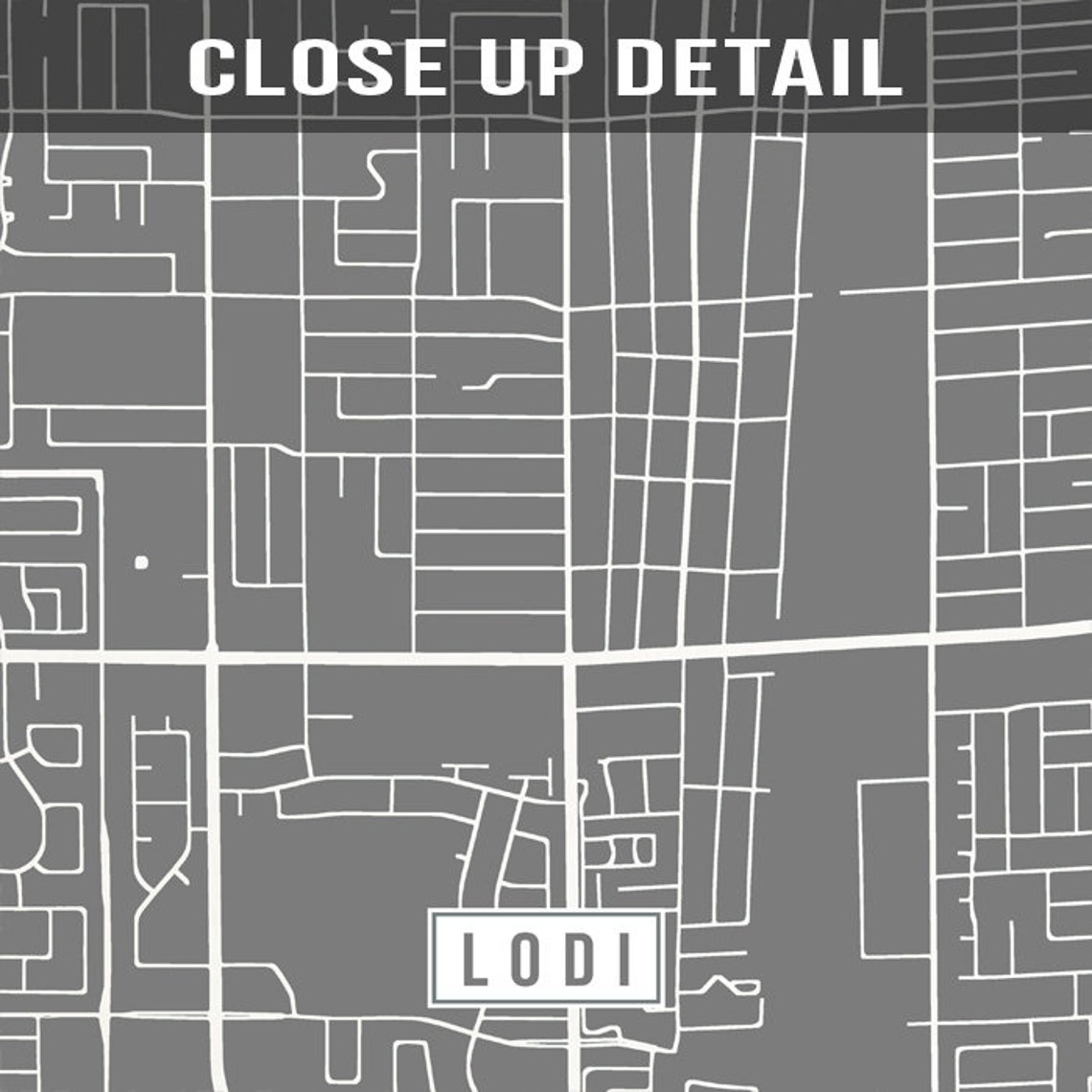 Lodi California Map Print Street Poster City Road | Etsy