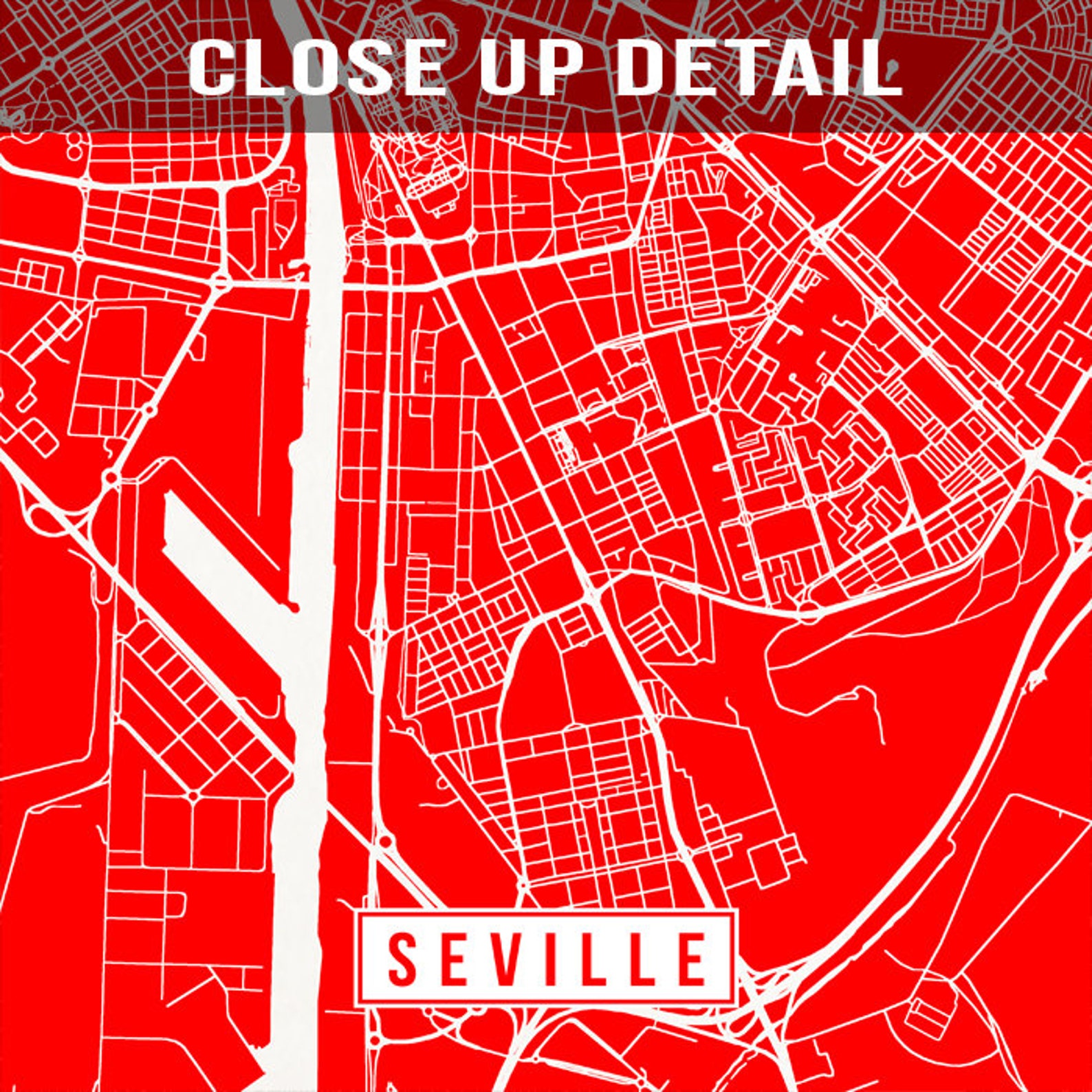 Seville Spain Europe Map Print City Road Street Poster - Etsy