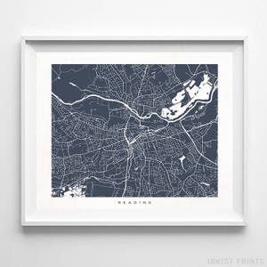 Reading Map England Print Reading Poster England Art - Etsy