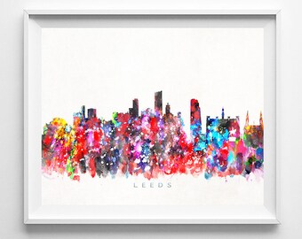 Leeds Skyline England Cityscape Art Print Poster Vintage - Etsy