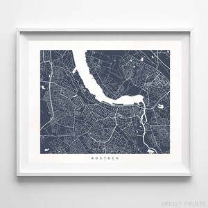 Rostock Map Germany Print Rostock Poster Germany Art Arty - Etsy
