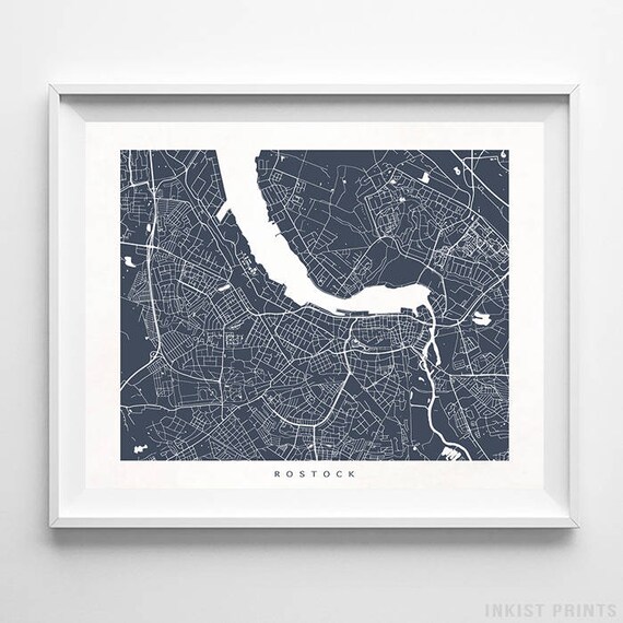 Rostock Map Germany Print Rostock Poster Germany Art Arty | Etsy