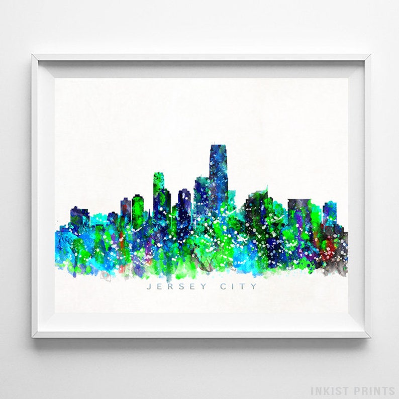 Jersey City Skyline Print Watercolor Art New Jersey Wall - Etsy