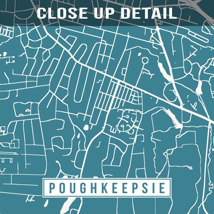 Poughkeepsie New York Map Print Street Poster City Road | Etsy