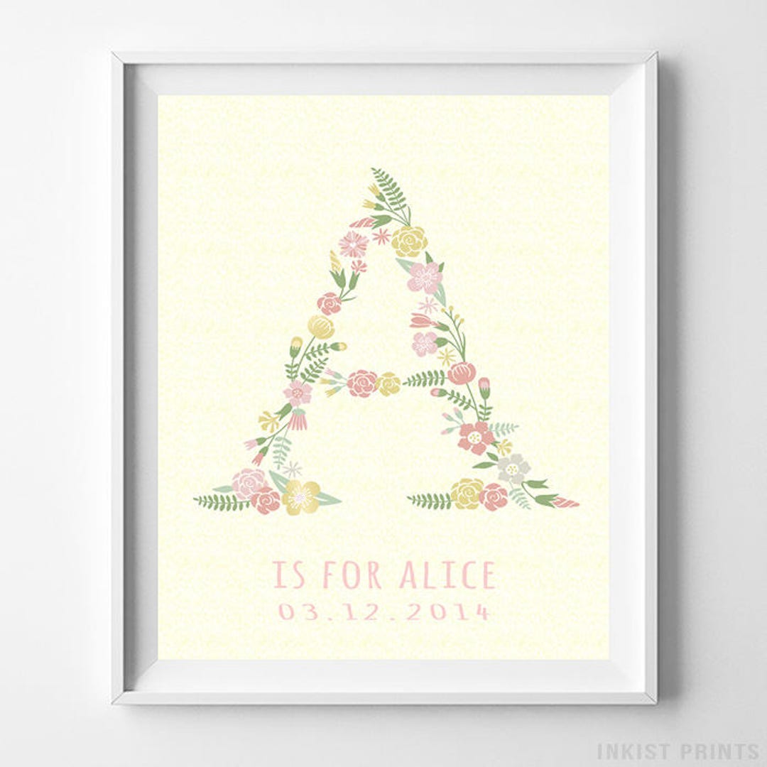 Initial Print Customizable Poster Personalized Baby Gift - Etsy Australia