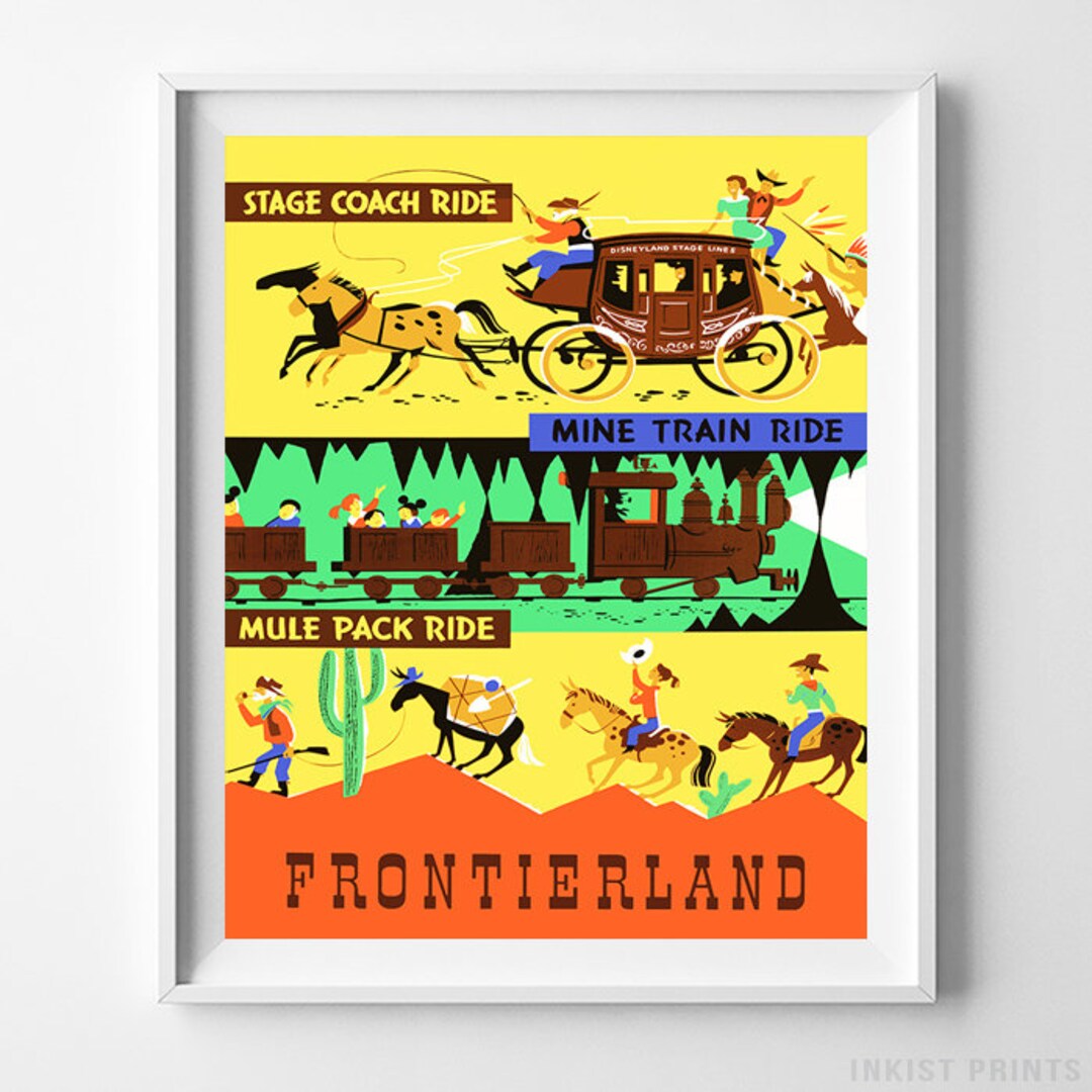 Vintage Disneyland, Stage Coach Ride Print, Disneyland Poster, Vintage ...