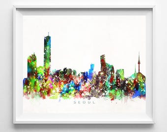 Seoul Skyline South Korea Cityscape Painting Art Print Poster - Etsy