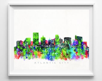 Atlantic City Skyline New Jersey Cityscape Painting Art Print - Etsy
