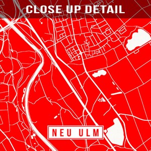 Neu Ulm Germany Europe Map Print City Road Street Poster - Etsy