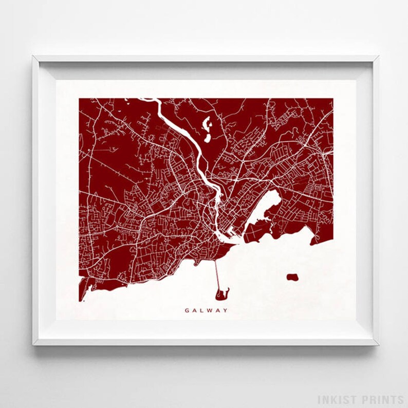 Galway Map Ireland Print Galway Poster Irish Art - Etsy