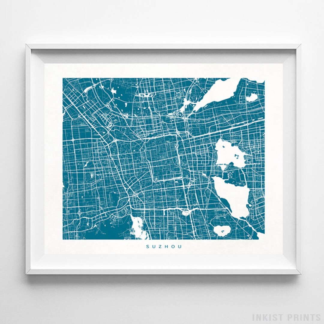 Suzhou Street Map, China Poster, Hometown Print, Modern Home Decor ...