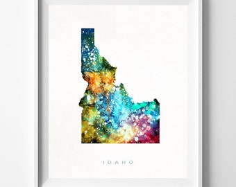 Idaho Sunset Print Forest River Landscape Watercolor Pine Tree - Etsy