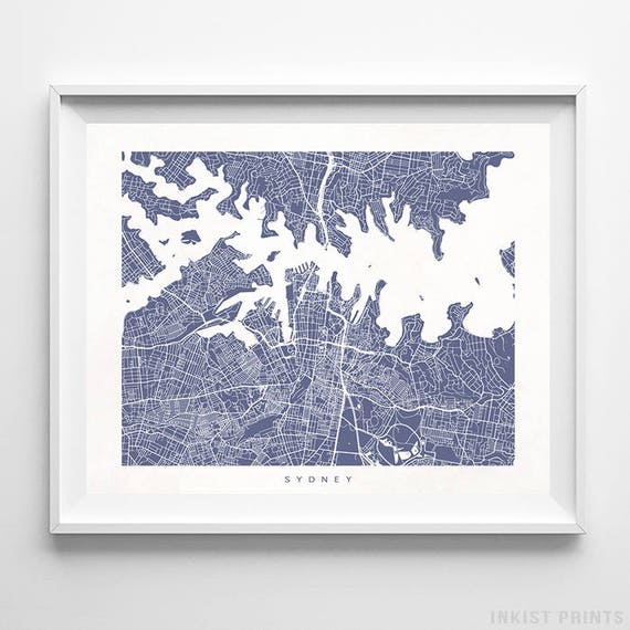 Sydney Map Australia Print Sydney Poster Australia Art | Etsy