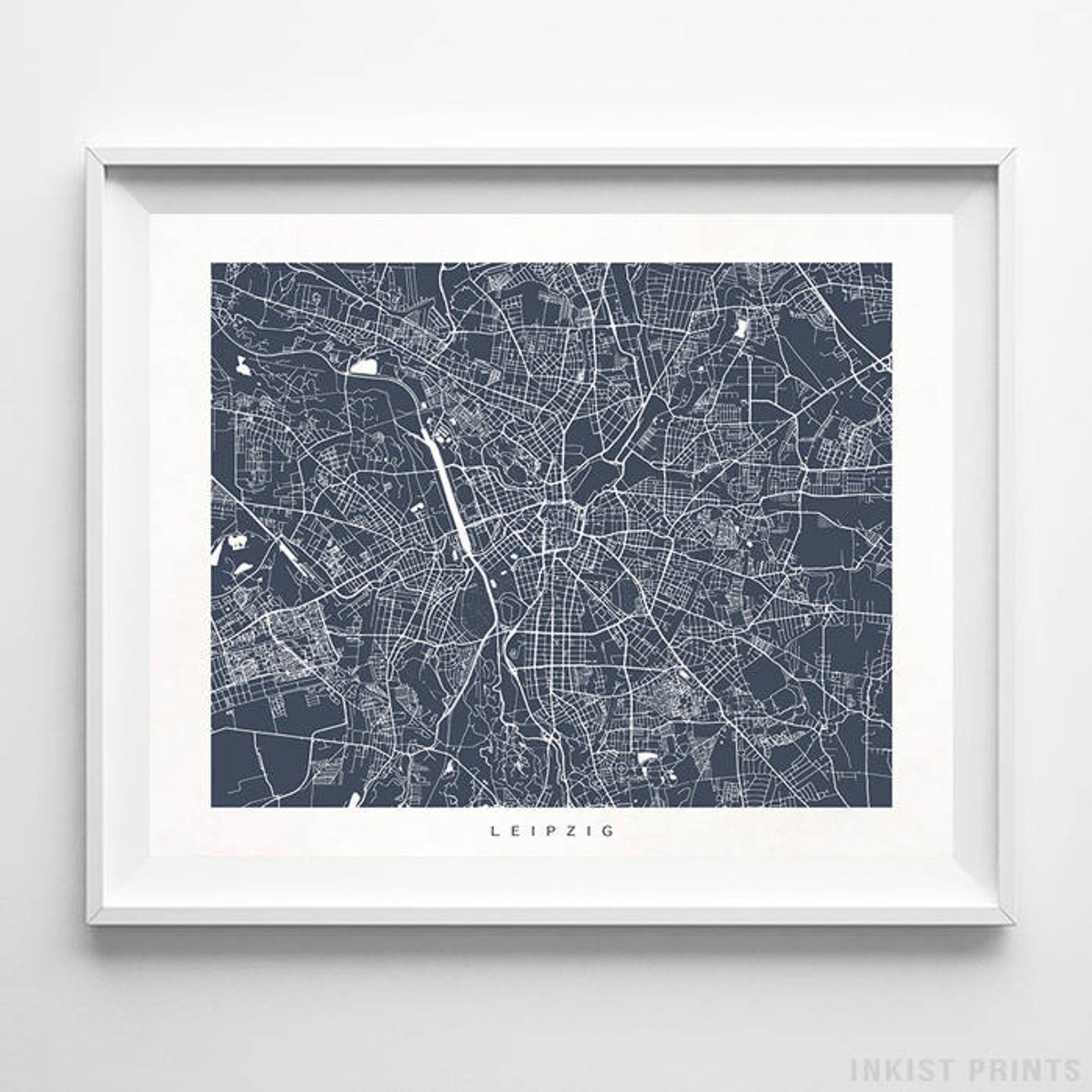 Leipzig Map Germany Print Leipzig Poster Germany Art - Etsy