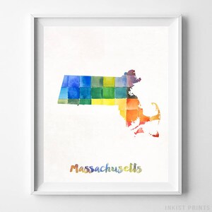 Massachusetts Map Boston Print MA Poster Map Art Travel - Etsy