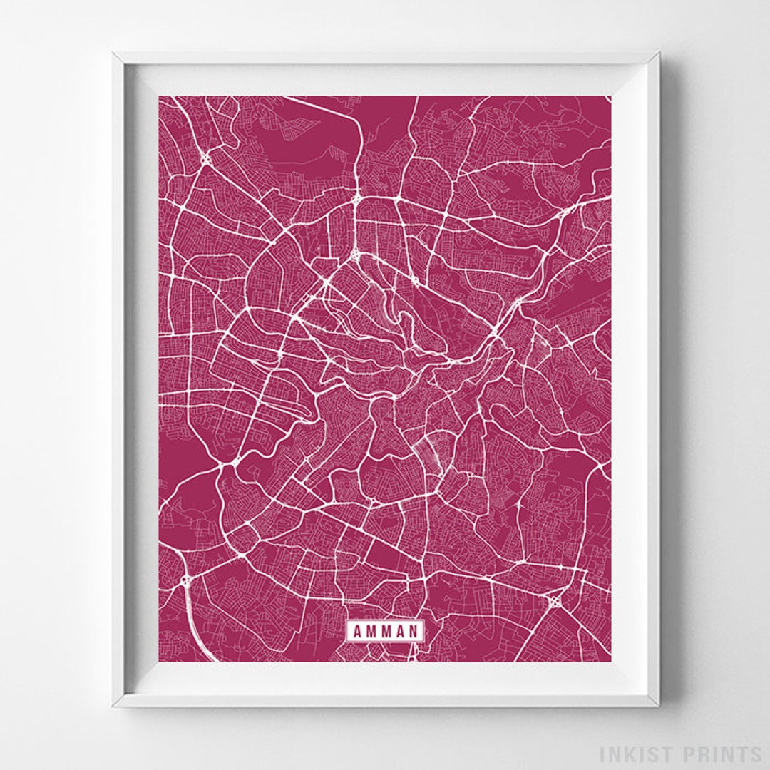 Amman Jordan Map Street Print City Road Poster Office - Etsy