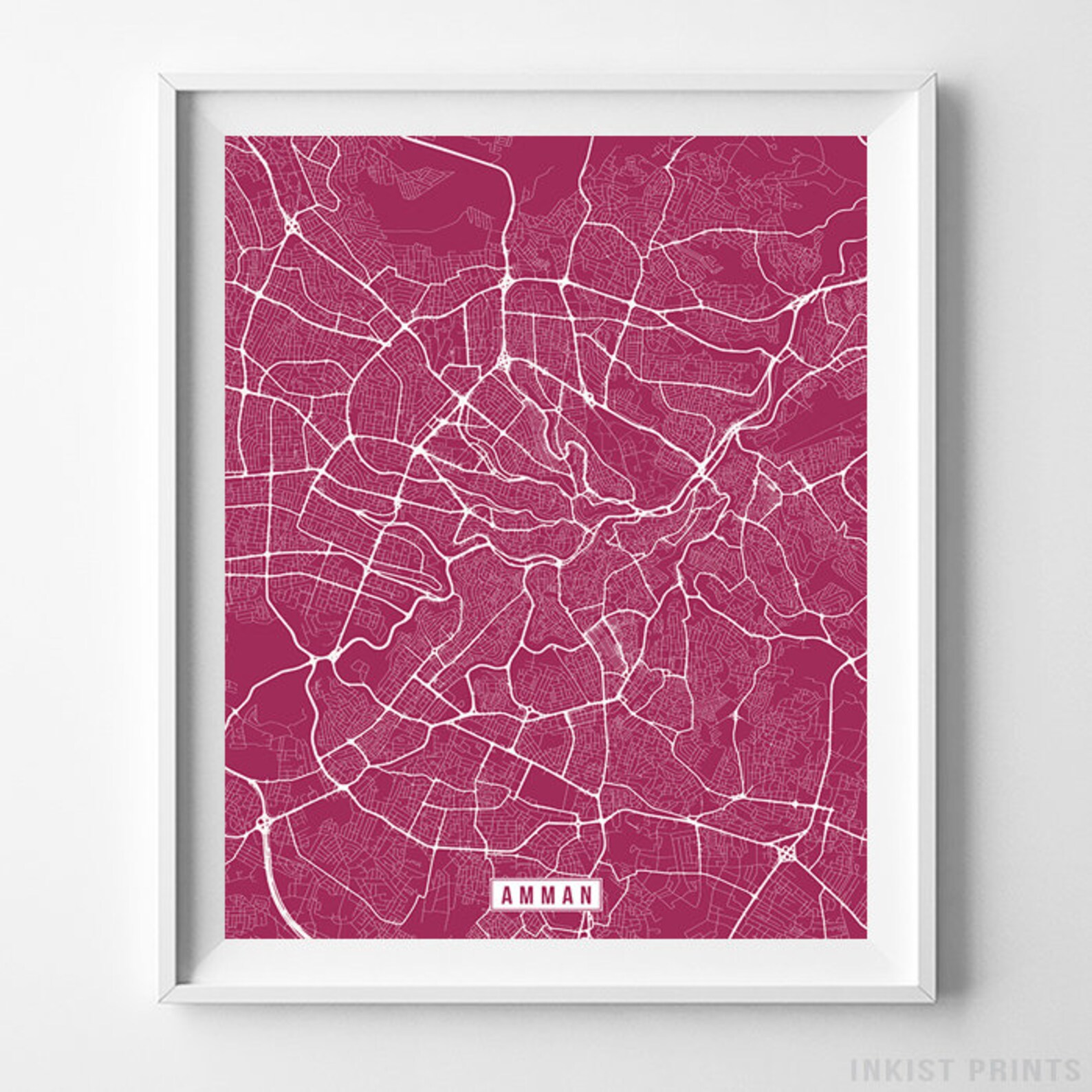 Amman Jordan Map Street Print City Road Poster Office | Etsy