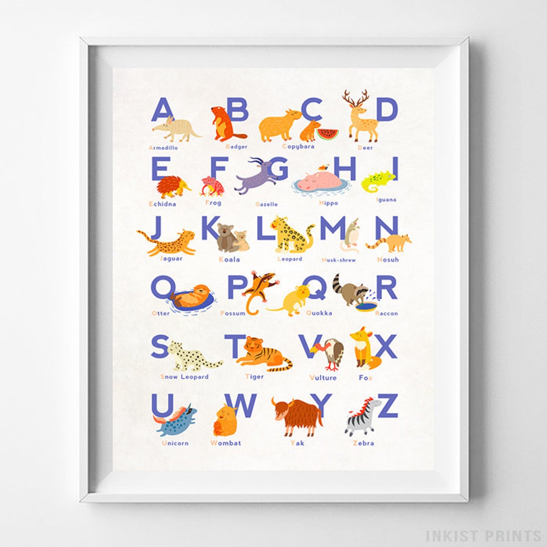 Animal Alphabet Poster, Alphabet Print, ABC Wall Art, ABC Print, Animal ...