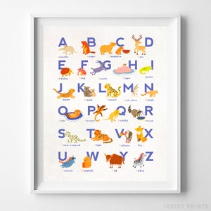 Animal Alphabet Poster, Alphabet Print, ABC Wall Art, ABC Print, Animal ...