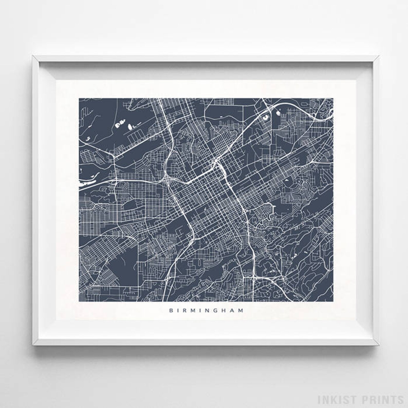Birmingham Map Alabama Print AL Poster City Art Street - Etsy