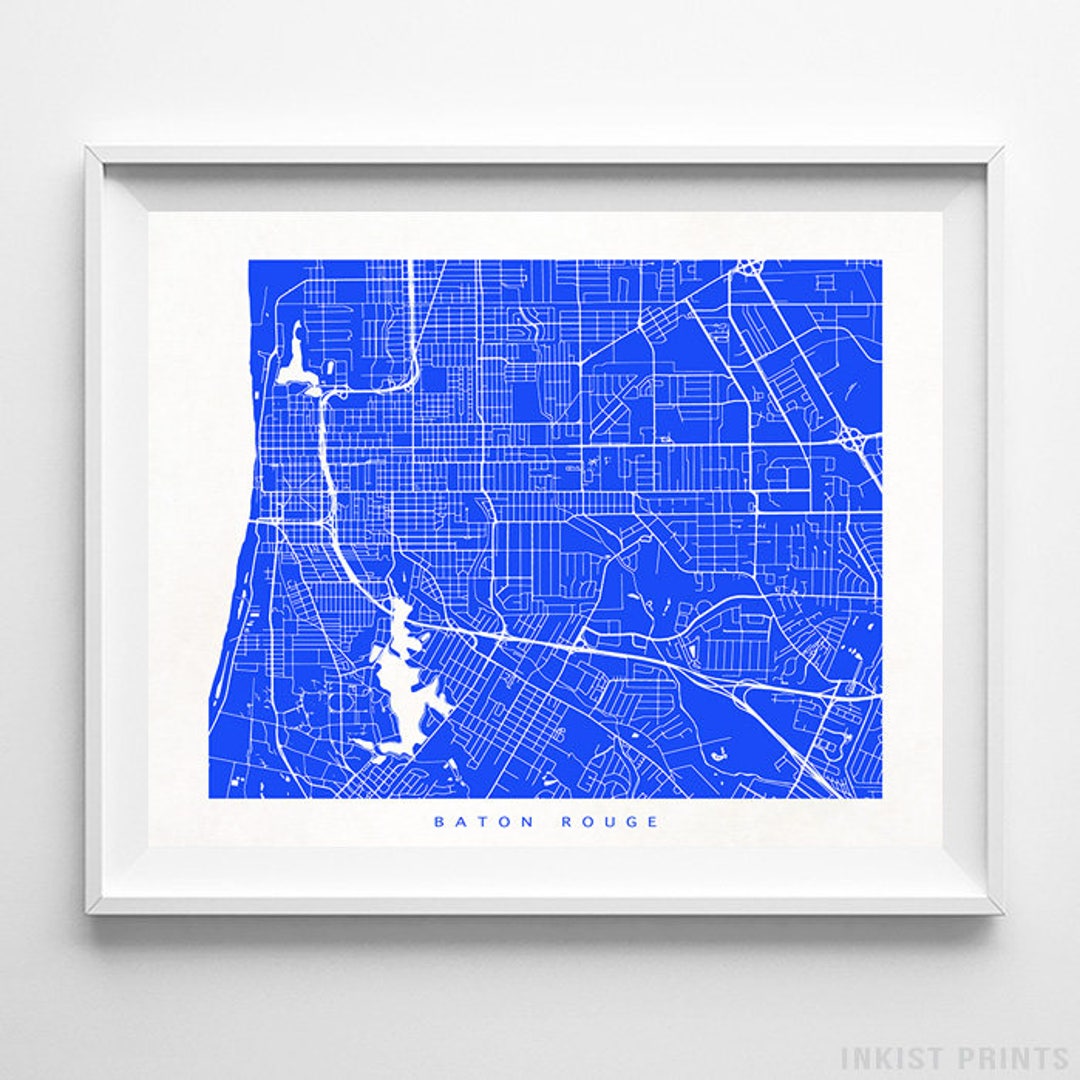 Baton Rouge Map, Louisiana Print, Louisiana Poster, Street Map, Map Art ...