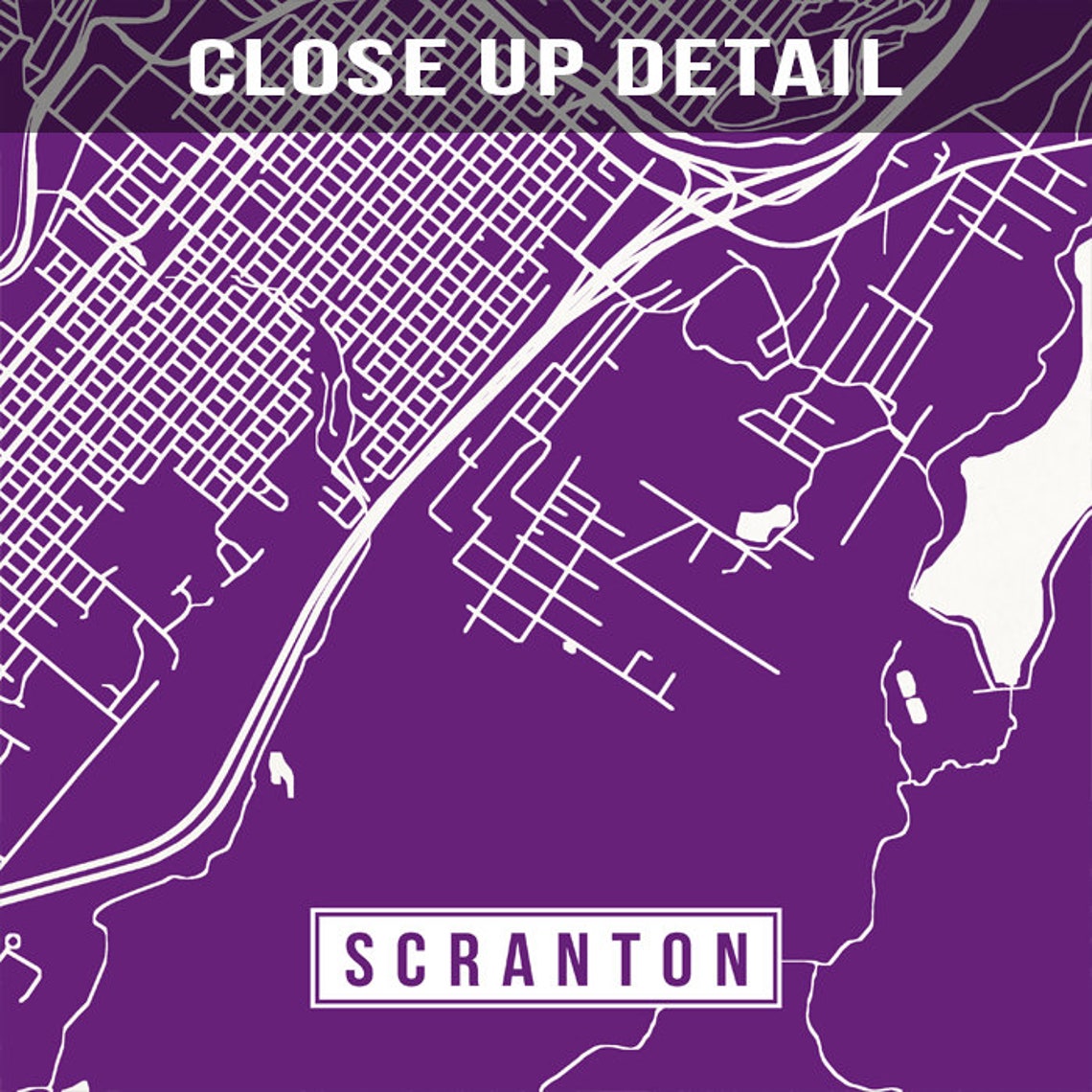 Scranton Pennsylvania Map Print Street Poster City Road | Etsy