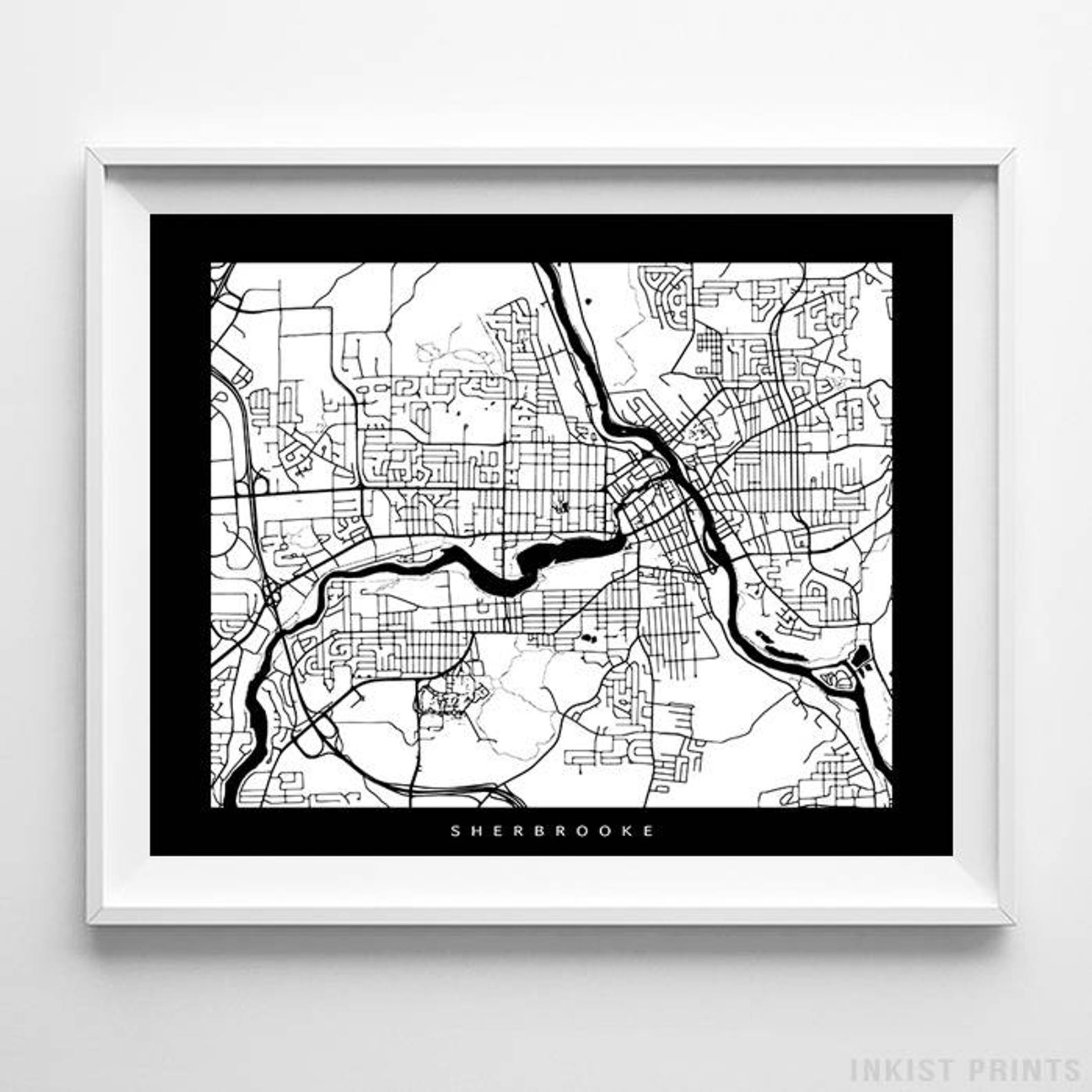 Sherbrooke Map Canada Print Sherbrooke Poster Quebec Art | Etsy