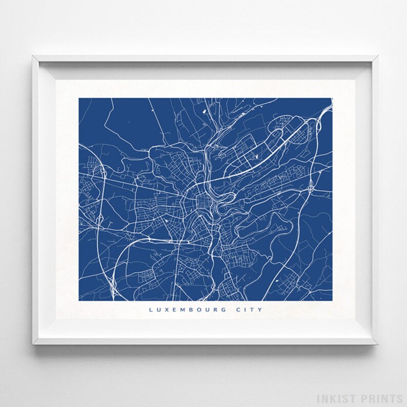 Luxembourg City Street Map Luxembourg Poster Hometown Print - Etsy