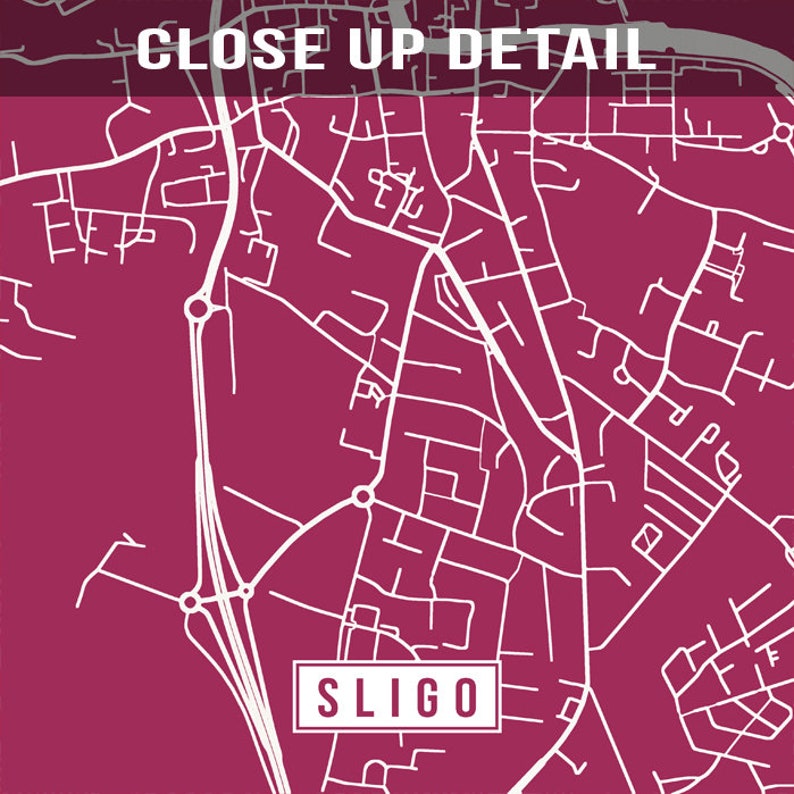 Sligo Ireland Europe Map Print City Road Street Poster | Etsy
