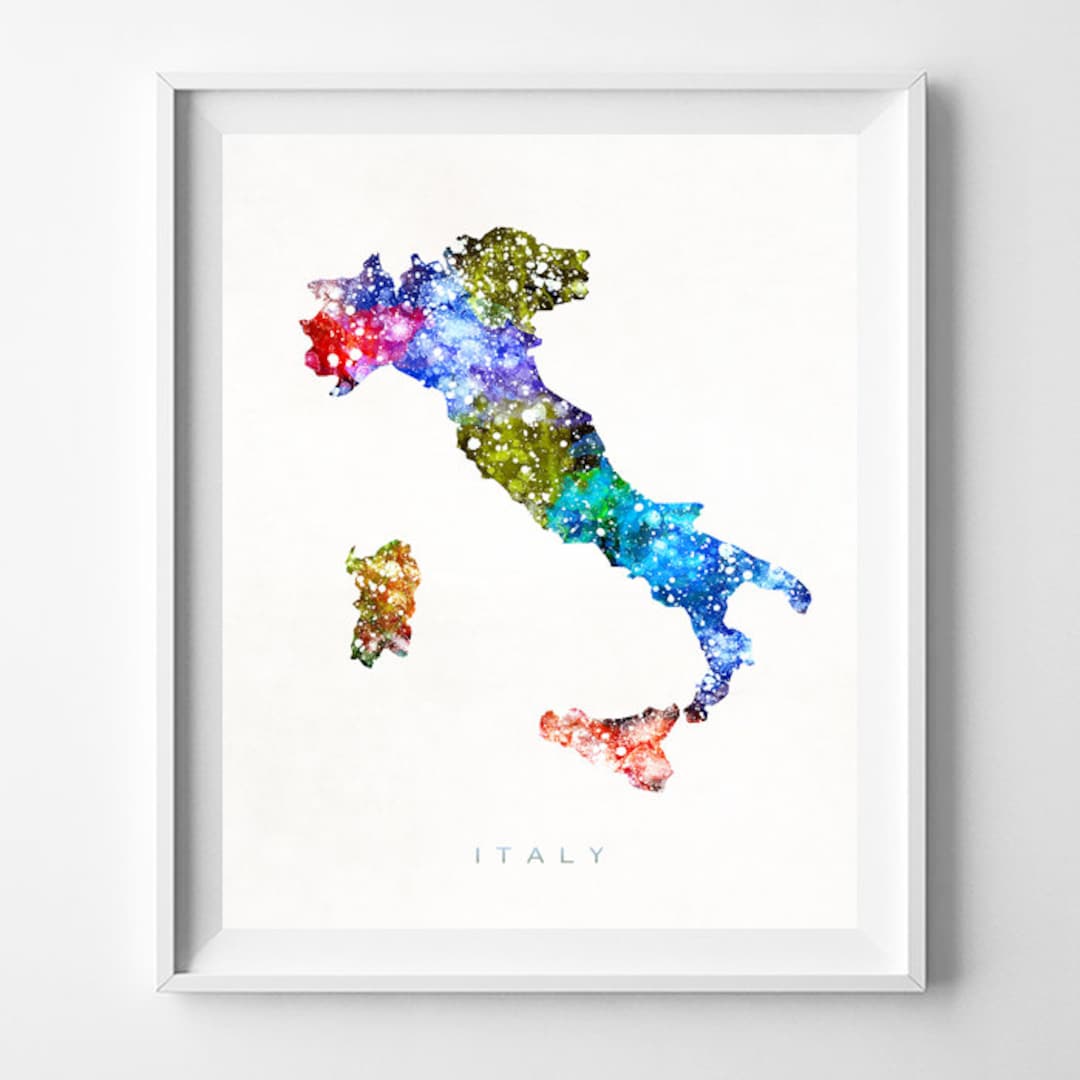 Italy Map Print Rome Print Italy Poster Italian Map - Etsy