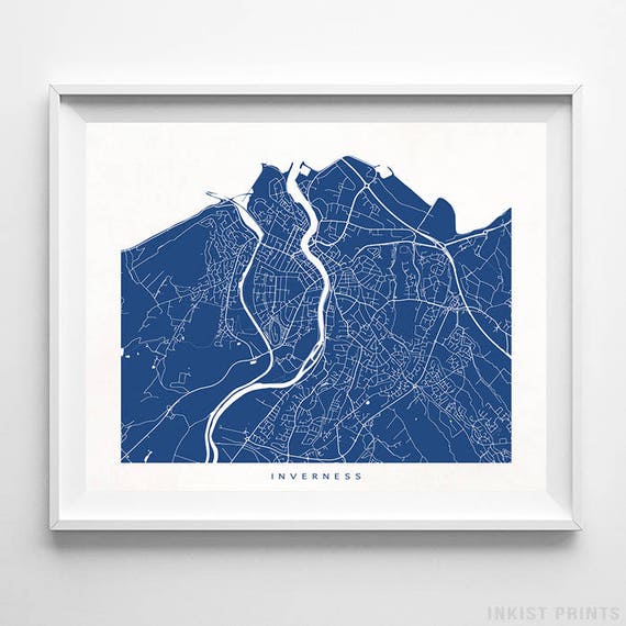 Inverness Map Scotland Print Inverness Poster Scotland Art | Etsy
