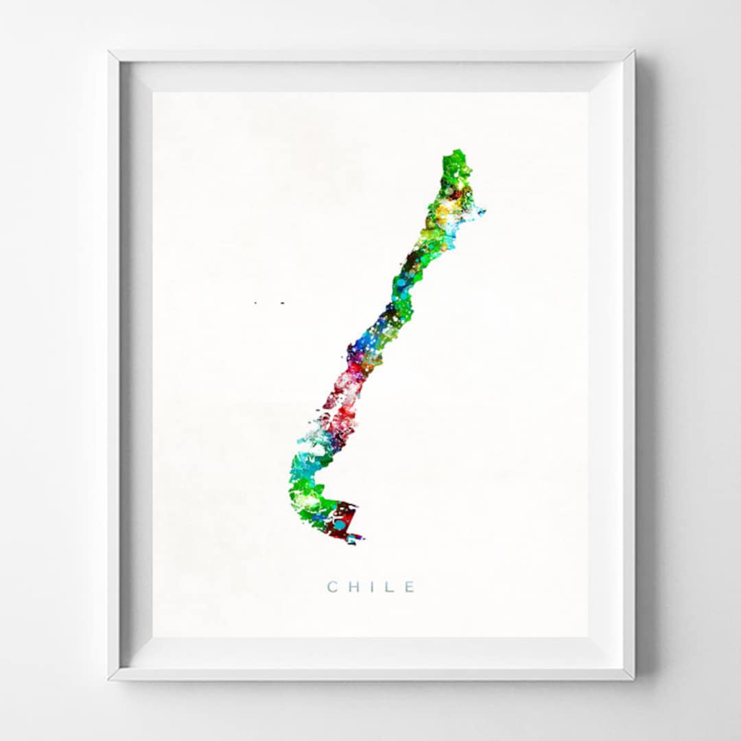 Chile Map Print, Santiago Print, Chile Poster, Watercolor Painting, Map ...