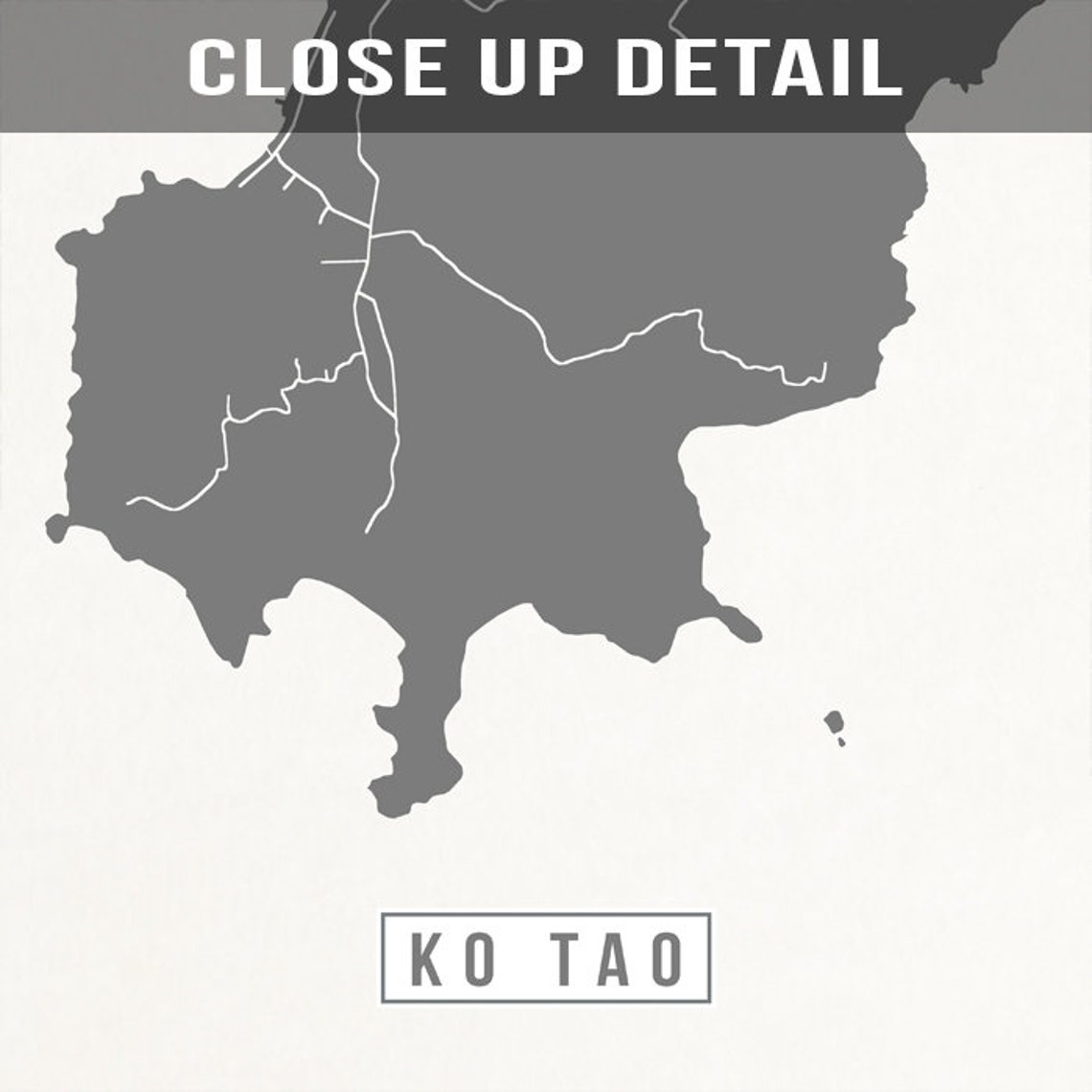 Ko Tao Thailand Map Street Print City Road Poster Office | Etsy