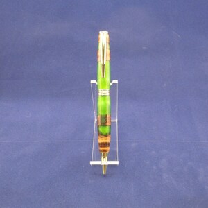Slimline Hybrid Pen Made From Wook and Green Urethane Resin and Gold ...