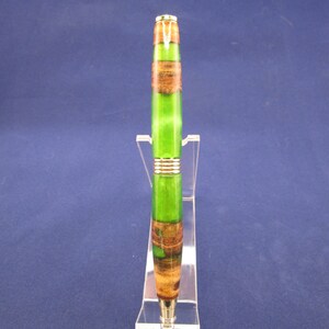 Slimline Hybrid Pen Made From Wook and Green Urethane Resin and Gold ...