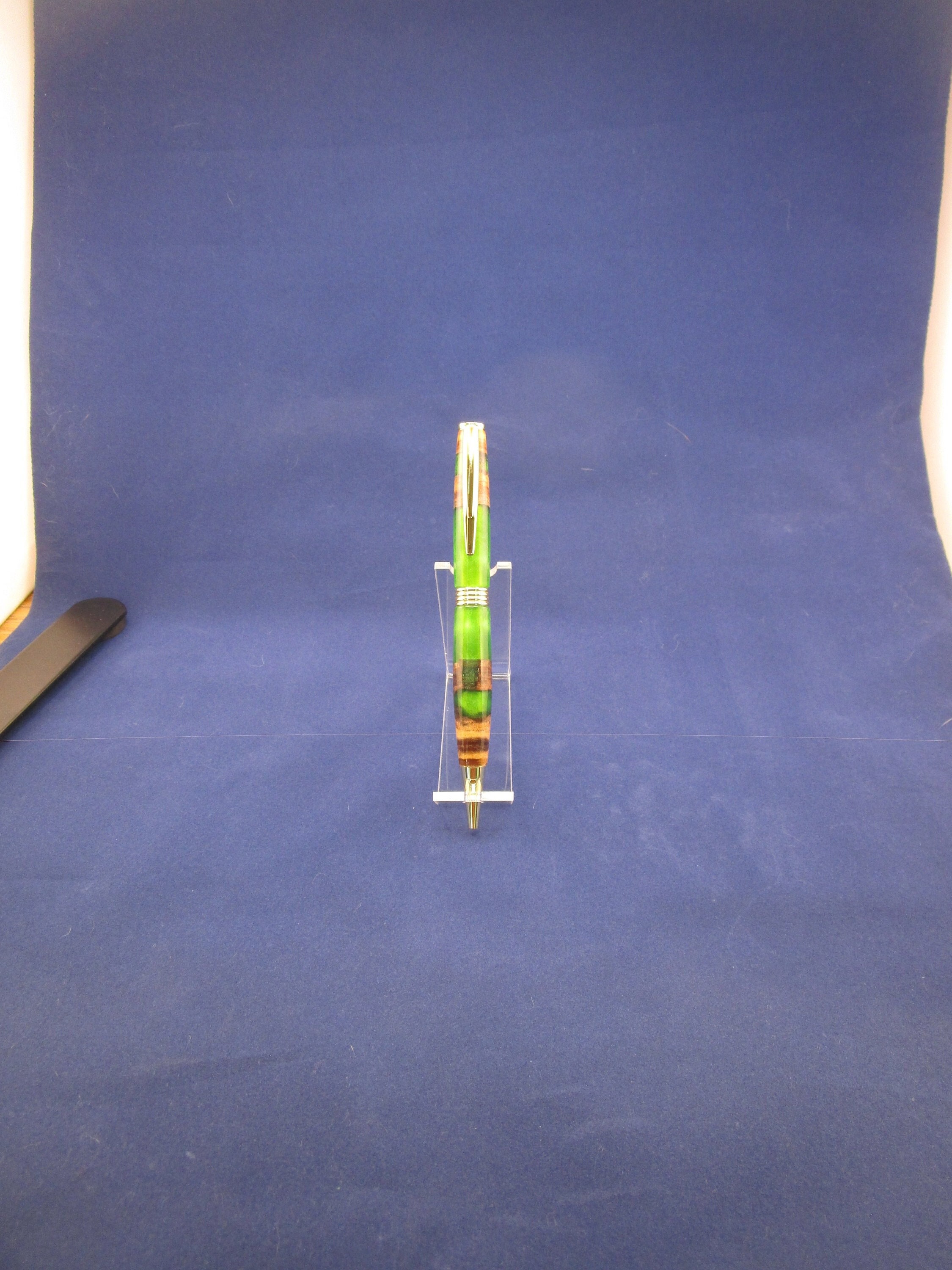 Slimline Hybrid Pen Made From Wook and Green Urethane Resin and Gold ...