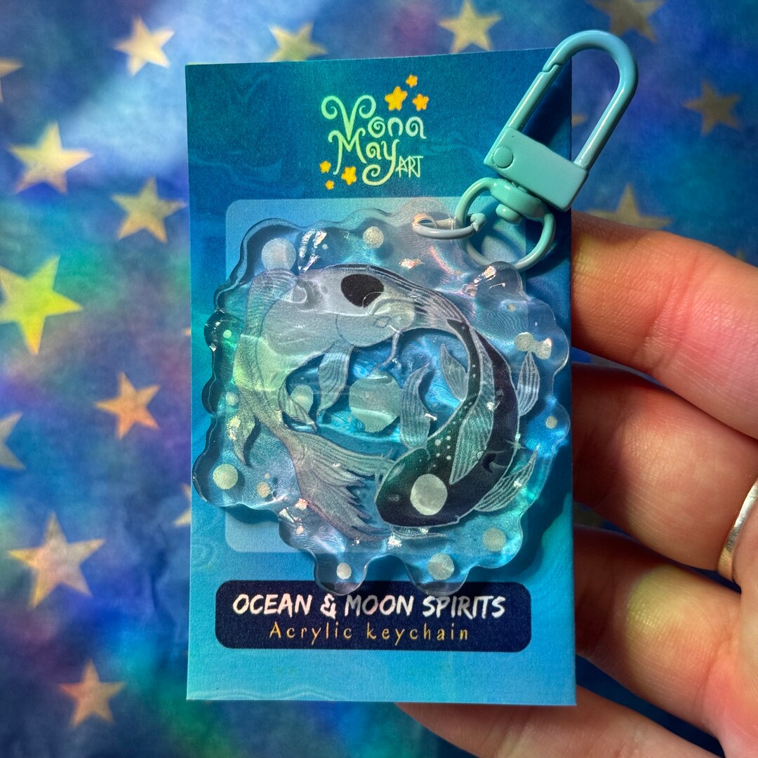 Yin Yang Koi Fish Charm Keychain ATLA Water Ripple Acrylic - Etsy