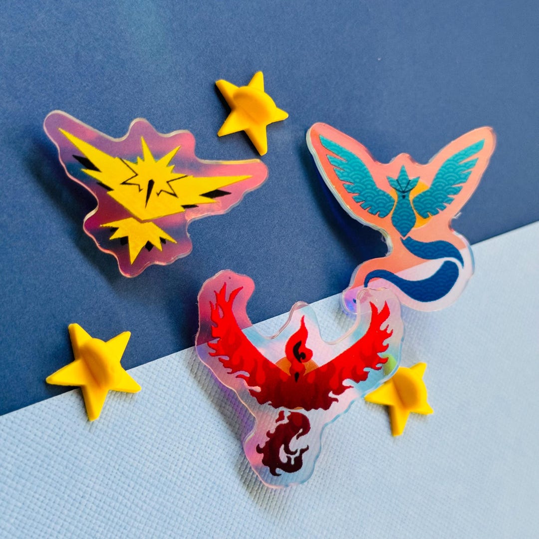 FINAL SALE - Pokémon Go Team Acrylic Pins | Instinct Mystic Valor ...