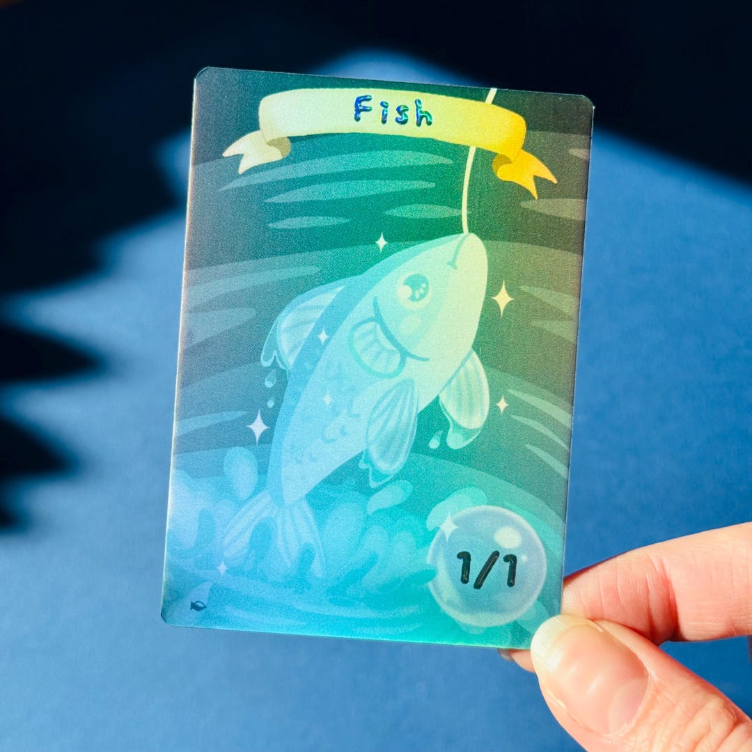 5 Fish Tokens - Foil With Raised Lettering - Etsy