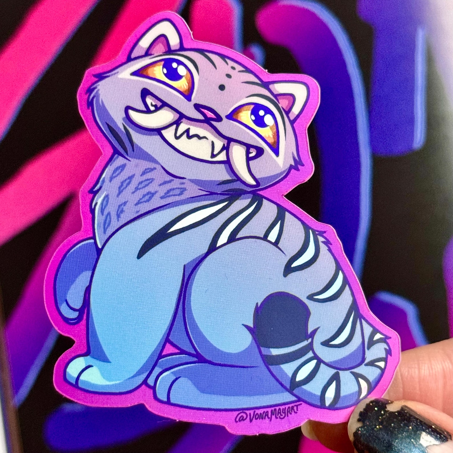 Derpy Tiger Vinyl Sticker | Matte Holographic Effect | Waterproof ...