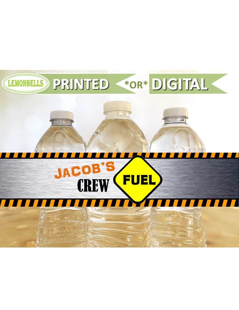 Construction Water Bottle Labels Construction Party - Etsy