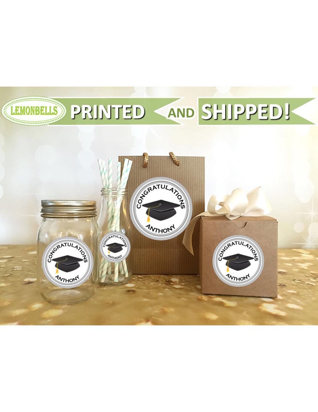 Graduation Party Favor Stickers - Graduation Goody Bag Stickers ...