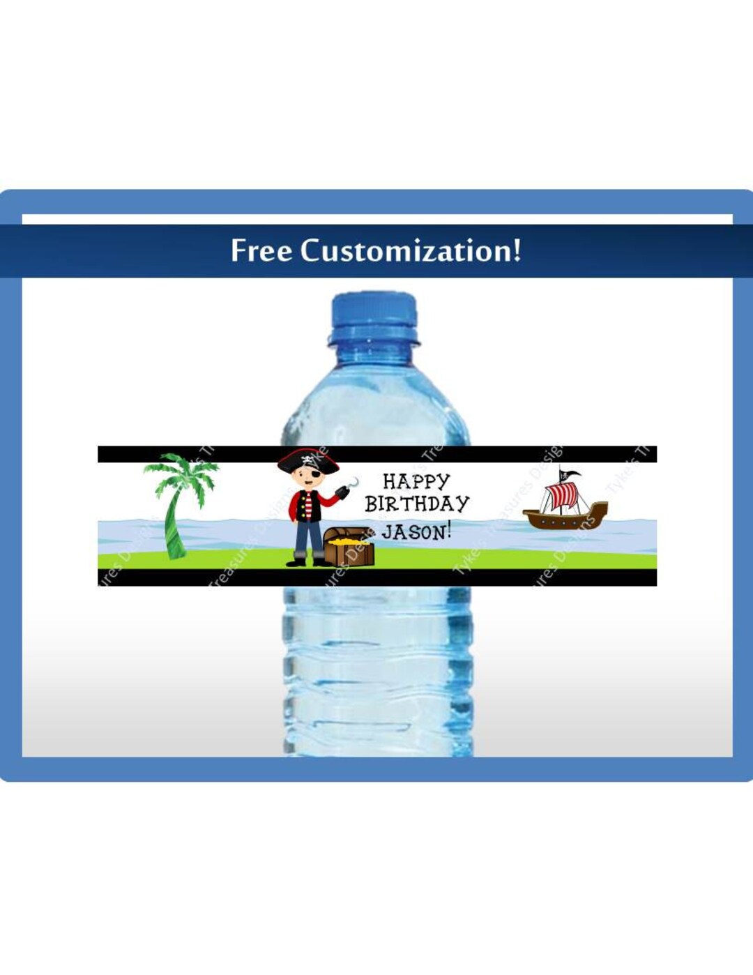 Printed Pirate Water Bottle Labels, Pirate Birthday Water Bottle Labels ...