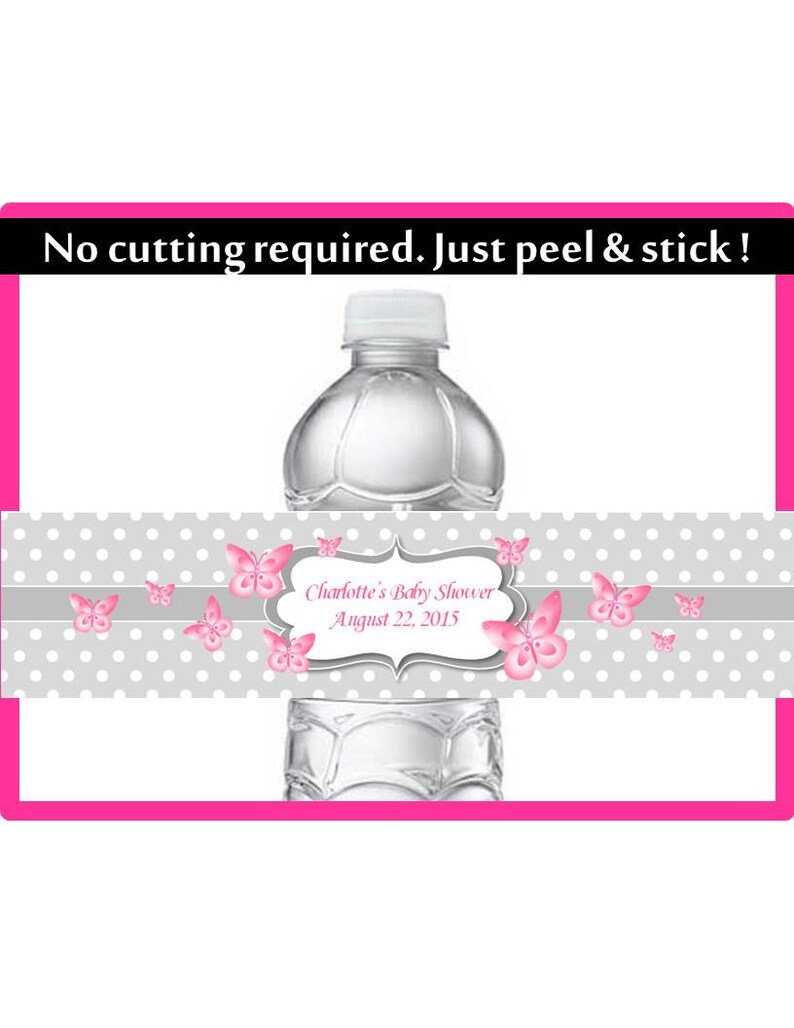 Personalized Butterfly Water Bottle Labels Baby Shower Water - Etsy